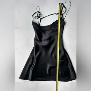 Zara | Dresses | Zara Viral Satin Cut Out Black Mini Dress 367335 Slip ...